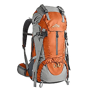 DADAYIYO 50L Hiking Backpack Lightweight Water Resistant,Mountain Climbing Camping Outdoor Sport Daypack Bag with Rain Cover(Orange)