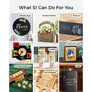 xTool S1 40W Laser Cutter and Laser Engraver for Tumblers, 23.93" x 15.16" Bed Size, 600mm/s Speed, Laser Engraving Machine, Laser Engraver for Wood and Metal, Acrylic, Big Project - Rotary Bundle