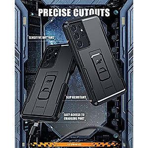 AMRHINO for Samsung Galaxy S21 Ultra Case with Built-in Screen Protector & Kickstand & S Pen Holder & Rugged Belt-Clip, Full-Body Heavy Duty Phone Case for Samsung S21 Ultra 5G 6.8 inch, Black
