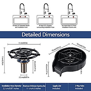 Matte Black Glass Rinser for Kitchen Sinks Cup Rinser, Faucet Bottle Washer Glass Washer Cleaner with Hose, Kitchen Sink Accessories for Bar Sink