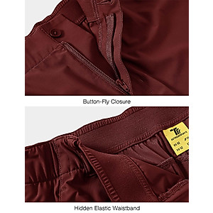 Rdruko Men's Work Shorts Stretch Dry Fit Golf Dress Sports Shorts(Wine Red, US 36)