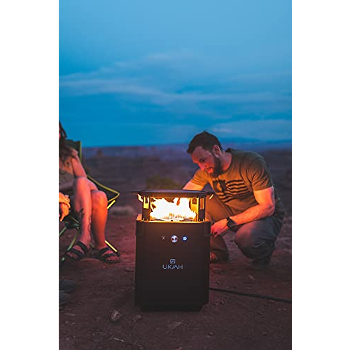 UKIAH The Note Plus - Deluxe Portable Gas Fire Pit with Patented 2.0 Beat to Music Sound System, Black (TK-1053-NP)