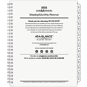 AT-A-GLANCE 2023 Weekly & Monthly Planner Refill for G545 Line Planners, DayMinder, 7" x 8-3/4", Medium, Monthly Tabs, Executive (G54550)
