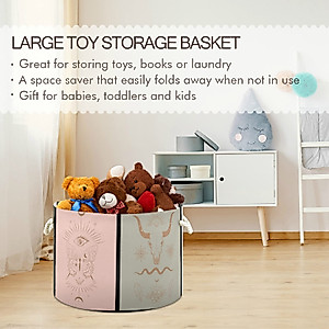 ALAZA Boho Bohemian Moon Snake Evil Eye Storage Basket Gift Baskets Large Collapsible Laundry Hamper with Handle, 20x20x14 in