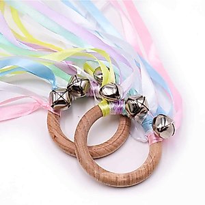 Creative Waldorf Hand Kite Set Rainbow Ribbon Sensory Toys Rings Learning Montessori Waldorf Toys for Toddlers Learning (Rainbow)