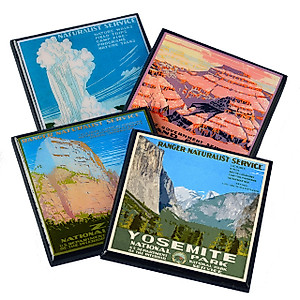 Vintage National Park WPA Poster Coaster Set