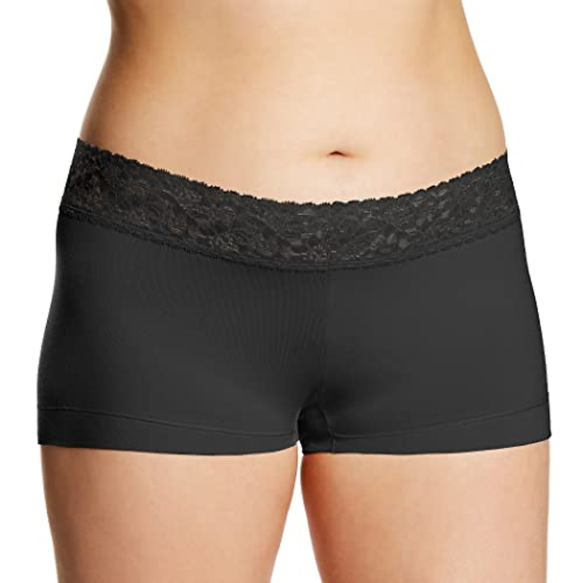 Maidenform Pack, Dream Lace Boyshorts, Cotton Panties for Women, 3-Pack, Navy/Grey Daze/Black