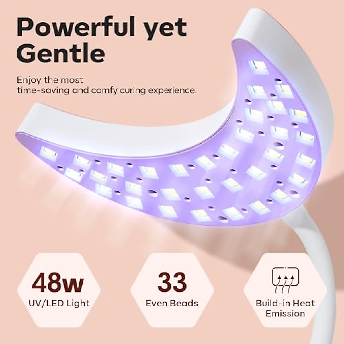 Modelones UV LED Nail Lamp, Gooseneck UV Lamp for Gel x Nails, 48W Nail Light for Gel Nail Polish with 3 Timers and LCD Display, UV Light for Gel Nails, USB LED Nail Lamp for Fast Curing