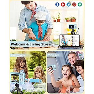 Kids Camera, Lecran Digital Camera Autofocus 1080P 48MP Vlogging Camera with 16X Digital Zoom, LCD Screen, Compact Portable Mini Toy Cameras Gift for Students, Teens, Kids, Girls, Boys (Sky Blue)