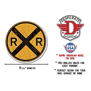 Vintage Style Railroad Crossing 12" Round Metal Sign