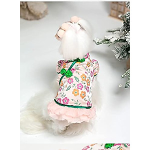 TaniWina Pet Clothing Cheongsam Chinese New Year Winter Clothes pet Clothing for Small Dogs (XS)