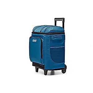 Coleman Chiller Series Insulated Portable Wheeled Soft Cooler, Leak-Proof 42 Can Capacity Cooler with Heavy Duty Wheels and Handle and Ice Retention