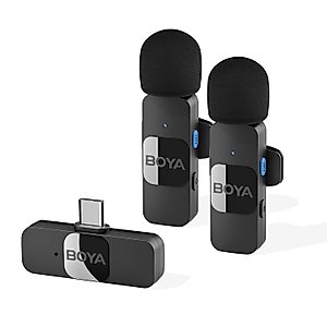BOYA Wireless Lavalier Microphone for Android USB C Smartphone Tablet External Noise Canceling Mini Lapel Type C Microphone for iPhone 15 Clip-On Mic for Video Recording Podcast YouTube Live Streaming