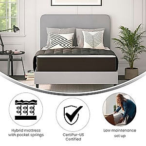 Flash Furniture Dream 10" Hybrid Spring and Foam Mattress in a Box, High Density Foam and Spring Hybrid Mattress for Pressure Relief, Full