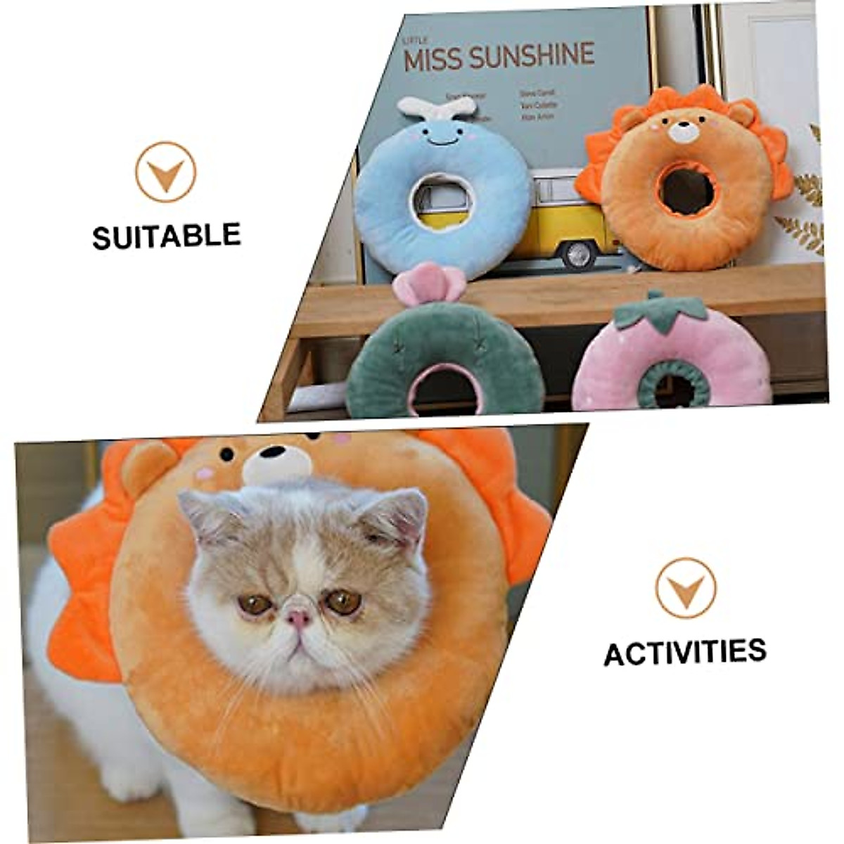 DOITOOL 3 Pcs Elizabeth Circle Cute Dog Collars Kitten Collars Small Cat Collar Dog Plush Collar Elizabethan Cone for Dogs Healing Collar Pet Protective Collar Pet Supply Shield Neck