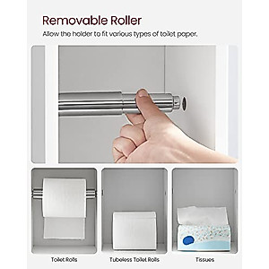 VASAGLE Small Bathroom Storage Cabinet, Toilet Paper Holder with Storage, Toilet Paper Storage Cabinet, Bathroom Organizer with Adjustable Shelf, Water-Proof Feet, for Small Spaces, White UBBC846P31