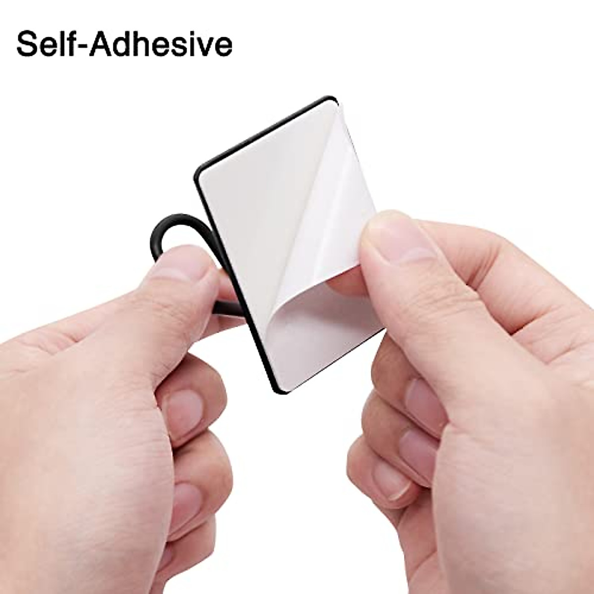 Biomoty Adhesive Hooks, Matte Black Towel Hooks for Bathrooms, Stainless Steel Sticky Hooks for Kitchen Door, Heavy Duty Wall Hooks for Hanging Key Hat Coat Robe Towels, 4 Pack