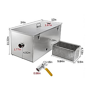 Commercial Grease Separator, Stainless Steel Waste Water Oil Separator Stainless Steel, Under Sink Oil Water Separator, Grease Separator For Restaurant Kitchens, Hotels And Buffets, 35*20 20cm