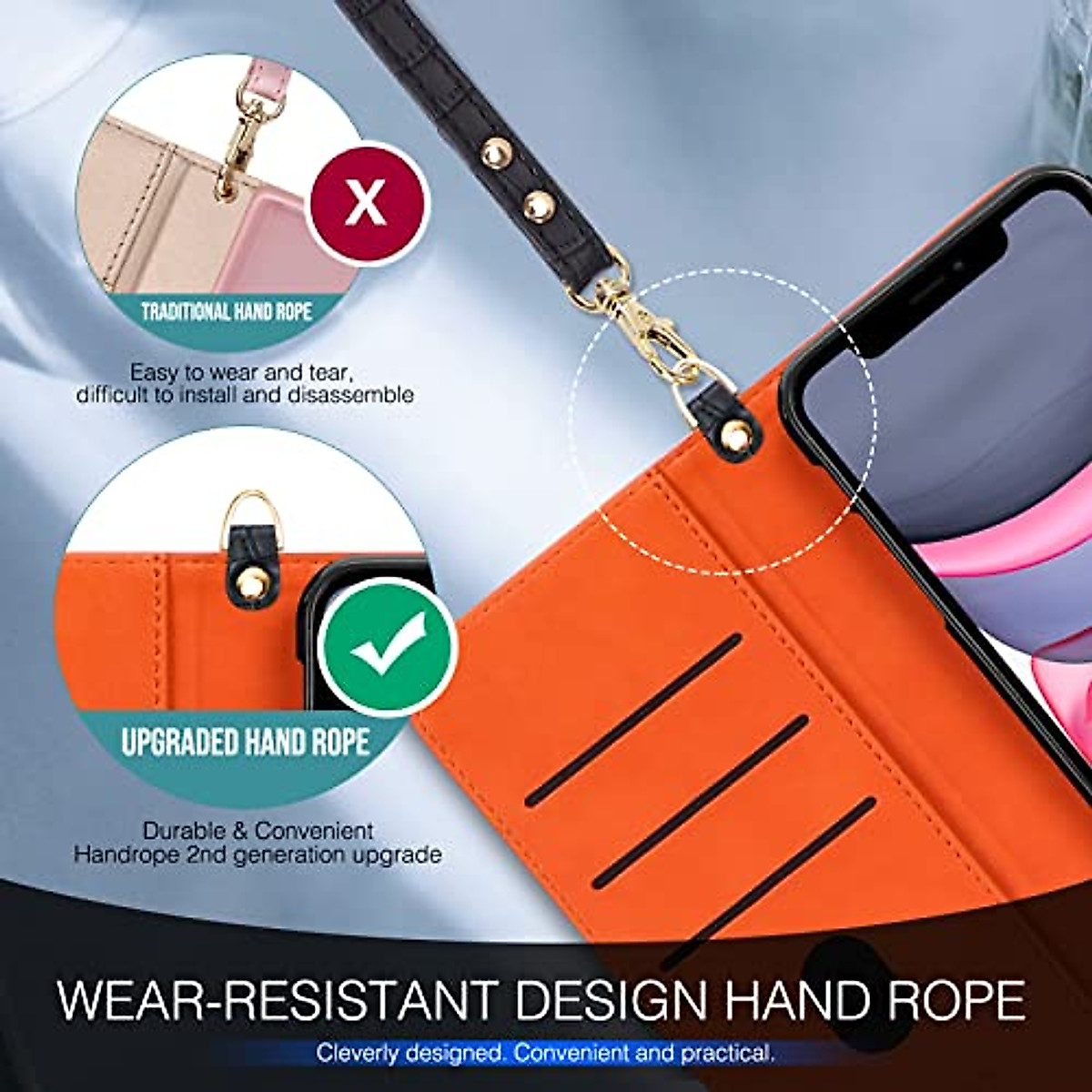 FYY Compatible with iPhone 11 Case, [Kickstand Feature] Luxury PU Leather Wallet Case Flip Folio Cover with [Card Slots] and [Note Pockets] Case for iPhone 11 6.1" Crocodile Black