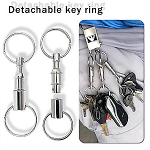 Tenalleys 4 Pack Quick Release Keychain Detachable Pull Apart Keychain Dual Pull Apart Key Chain(Silver)