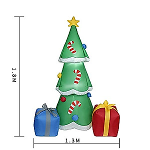 6 FT Blow up Christmas Decoration Inflatable Outdoor Christmas Tree Gift Giant with LED Light Xmas Decor for Holiday Party Yard/Lawn/ Garden/Patio