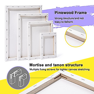 Inburit Stretched Canvas for Painting for Adults, Artist, 16 Multi Packs with 11x14, 9 x12, 8x10, 5x7(4 of Each), Blank Primed Canvas for Oil, Acrylic & Other Painting Media