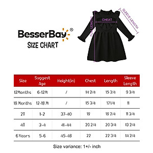 BesserBay Infant Girls Adorable Fall Ruffle Trim Ribbed Knit Cozy Warm Black Sweater Dress 6-12 Months