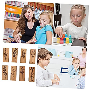 COHEALI 8pcs Wooden Seal Planner Stamp Set Making Stamp Wooden Rubber Paint Brishes Letter Stamps Woodsy Decor Scrapbook Stamp Wood Mounted Rubber Stamp DIY Wood Stamp Plant Journal Wooden