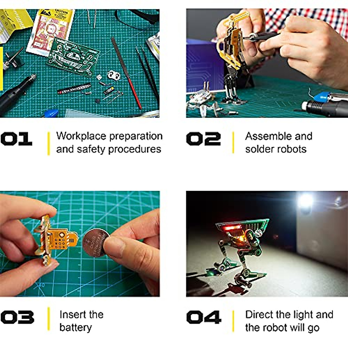 Geeek Club Robot Building Kit for Kids and Adults - Smart Nano Bots STEM Robotics Kits with Tools - Educational DIY Build Your Own Robot Set - Circuit Board Engineering Robotic Kid Science Toys