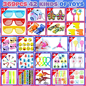 369PCS Party Favors for Kids 4-8 8-12, Classroom Treasure Box Bulk Prizes Reward, Goodie Bag/Stocking Stuffers for Carnival Birthday Gifts, Pinata Fillers, Autism Sensory Toys
