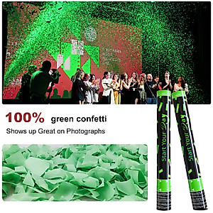 Confetti Cannons Confetti Poppers,15 Inch Biodegradable Party Poppers Confetti Shooters, WORKKEEP Green Confetti Pop for Birthday Wedding Celebration New Year Decorations Air Powered Confetti