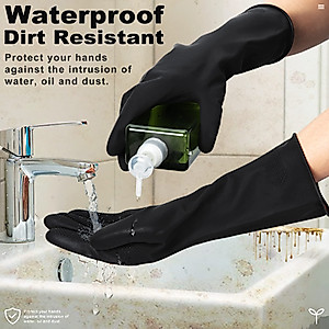 ThxToms Dishwashing Gloves, 3 Pairs Reusable Latex Cleaning Gloves for Housework, Kitchen, Bathroom, Extra Large, Black