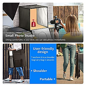 Neewer Photo Studio Light Box, 24” × 24” Shooting Light Tent with Adjustable Brightness, Foldable and Portable Tabletop Photography Lighting Kit with 120 LED Lights and 4 Colored Backdrops