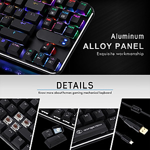 Mechanical Keyboard Wired 87 Keys RGB Gaming Keyboard Brown Switches LED-Backlit Mode Computer Game Keyboard for Office Gaming Gamer