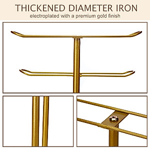 MoyRetty Headband Holder Organizer, 2-Tier Metal Hair Hoop Display Stand Headband Organizer Storage Hair Ropes Accessories Bracelets Bangles Bedroom College Dorm Decor for Girls Women, Gold