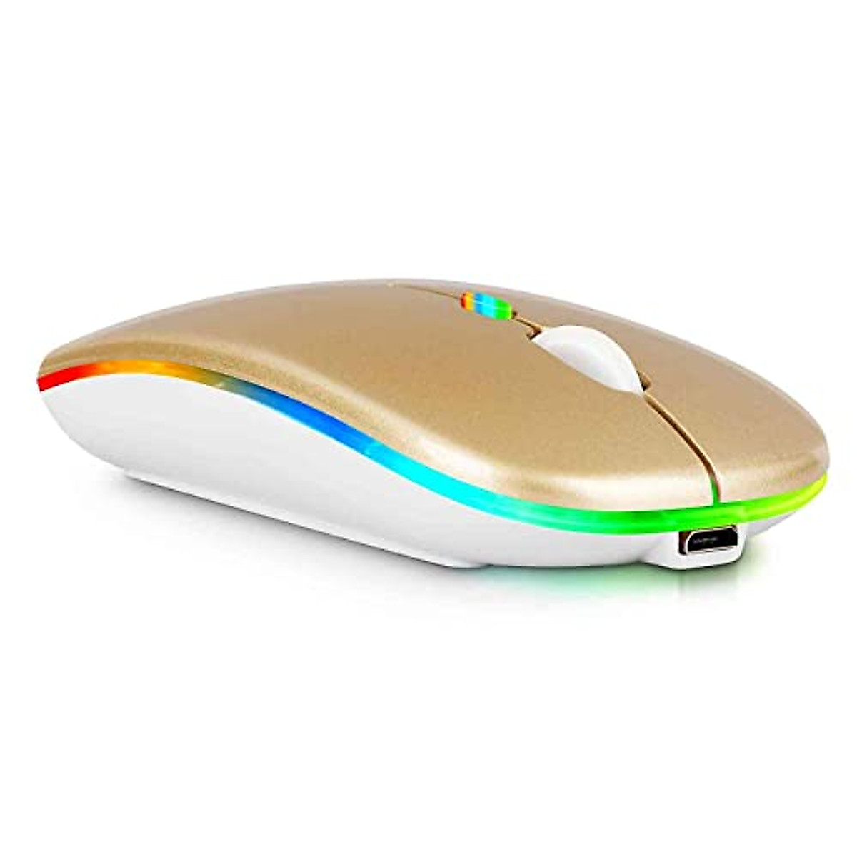 UrbanX 2.4GHz & Bluetooth Mouse Rechargeable Wireless Mouse for Amazon Fire HD 10/ Plus/Max 11 & All Kindle Devices Wireless Mouse for Laptop/PC/Mac/iPad pro/Computer/Tablet/Android -RGB LED Gold