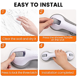 zmnklry 2Packs Grab Bars for Shower, 3Suckers Super Suction Shower Handle, No-Drill Shower Handles for Elderly, Shower Grab Bars for Seniors, Handicap Grab Bars,for Bathroom Grab Bar, Shower Grab Bar