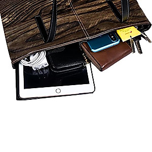 Sunflowers Wood Print Handbags for Women Large Purses Leather Tote Bag School Shoulder Bag