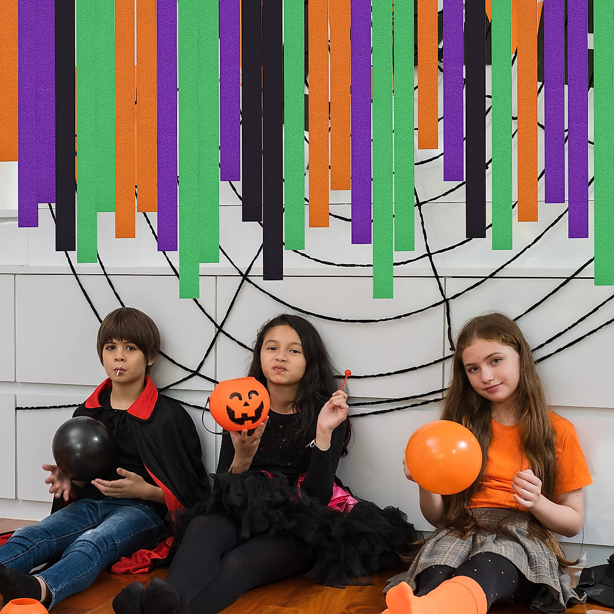 Halloween Crepe Paper Streamers 8Rolls 656FT Halloween Party Decorations Supplies Halloween Orange Purple Black Green Streamers for Halloween Birthday, Baby Shower, Gender Reveal Party Decorations