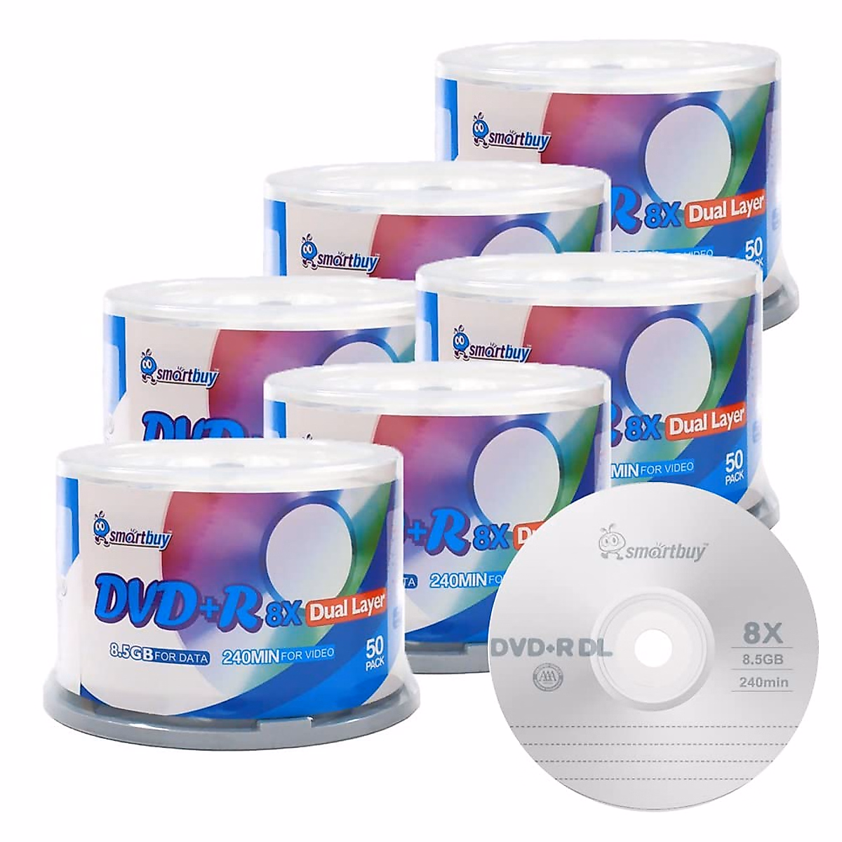 Smartbuy Logo 300-disc 8.5gb/240min 8X DVD+r Dl Dual Layer Double Layer Blank Data Record Media Disc Spindle