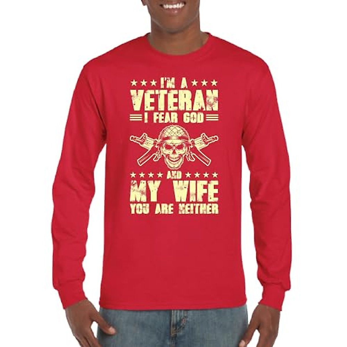Gift for Fear God and Wife Lovers Perfect for Non Veterans Black and Muticolor Unisex Long Sleeve T Shirt