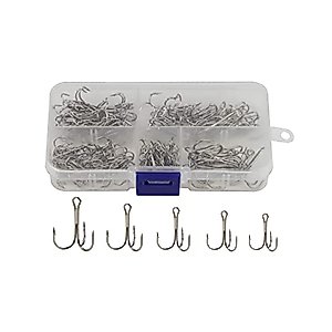Beoccudo Treble Hooks Kit, Saltwater Freshwater Size 2 4 6 8 10 Triple Fishing High Carbon Steel Hooks