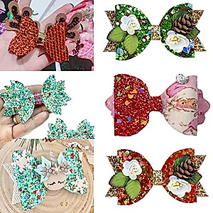 Greatdiy Sparkly Christmas Faux Leather Sheets 8x12 inch Shiny Mixed Red and Green Tinsel Chunky Glitter Fabric for Bows Crafts (Red-Green)