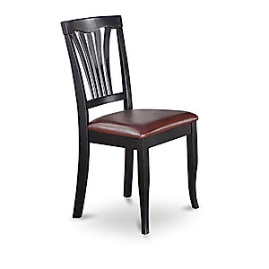 East West Furniture HLAV5-BCH-LC 5 Piece Modern Dining Table Set Includes a Round Wooden Table with Pedestal and 4 Faux Leather Dining Room Chairs, 42x42 Inch, Black & Cherry