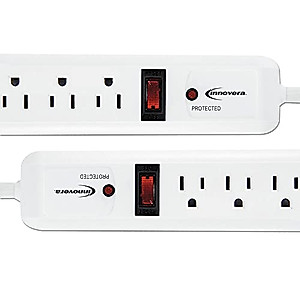 Innovera IVR71653 6 AC Outlets 4 ft. Cord 540 Joules Surge Protector - White (2/Pack)