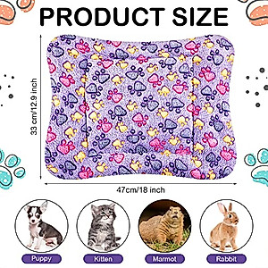 Haull 4 Pcs Waterproof Guinea Pig Bedding Winter Guinea Pig Plush Cage Liners Soft Dog Cat Bed Mat Reversible Cozy Animal Pee Pad Hamster Bed Mat Washable for Bunny (Paw,13 x 18.5 Inch)
