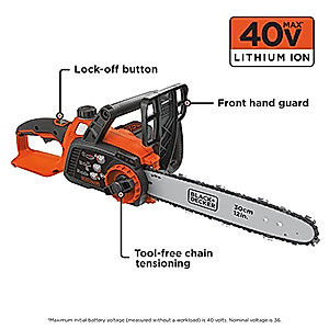 BLACK+DECKER 40V Max Cordless Chainsaw, 12-Inch (LCS1240)