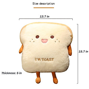Goylmc Toast Bread Plush Pillow, Bread Stuffed Pillow,Food Plush Pillow with Hand Pocket Great Gift Choice for Kids Adults (15.7 * 13.7 in,Angry)