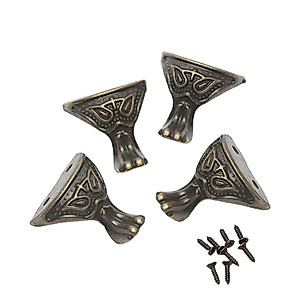 4Pcs Antique Brass Box Legs Feet Corner Protector Zinc Alloy Gift Box Jewelry Wood Case Decorative Feet Leg Metal Corner Protector Furniture Fittings