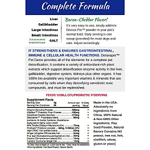 DETOXA-PET Powder, Powerful Nutritional Supplement for Pets, Works Wonders! Dog & Cat Detox, Liver Detox for Dogs, Cats,10 Bill CFU Probiotics, Enzymes, Herbs, Vitamins, Minerals, Immediate Benefits!